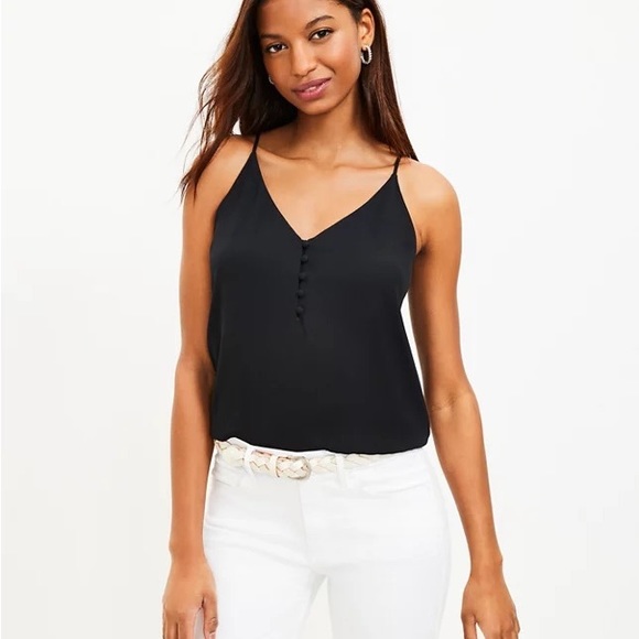LOFT | Tops | Nwt Loft Covered Button Strappy Cami Szs Black Perfect ...